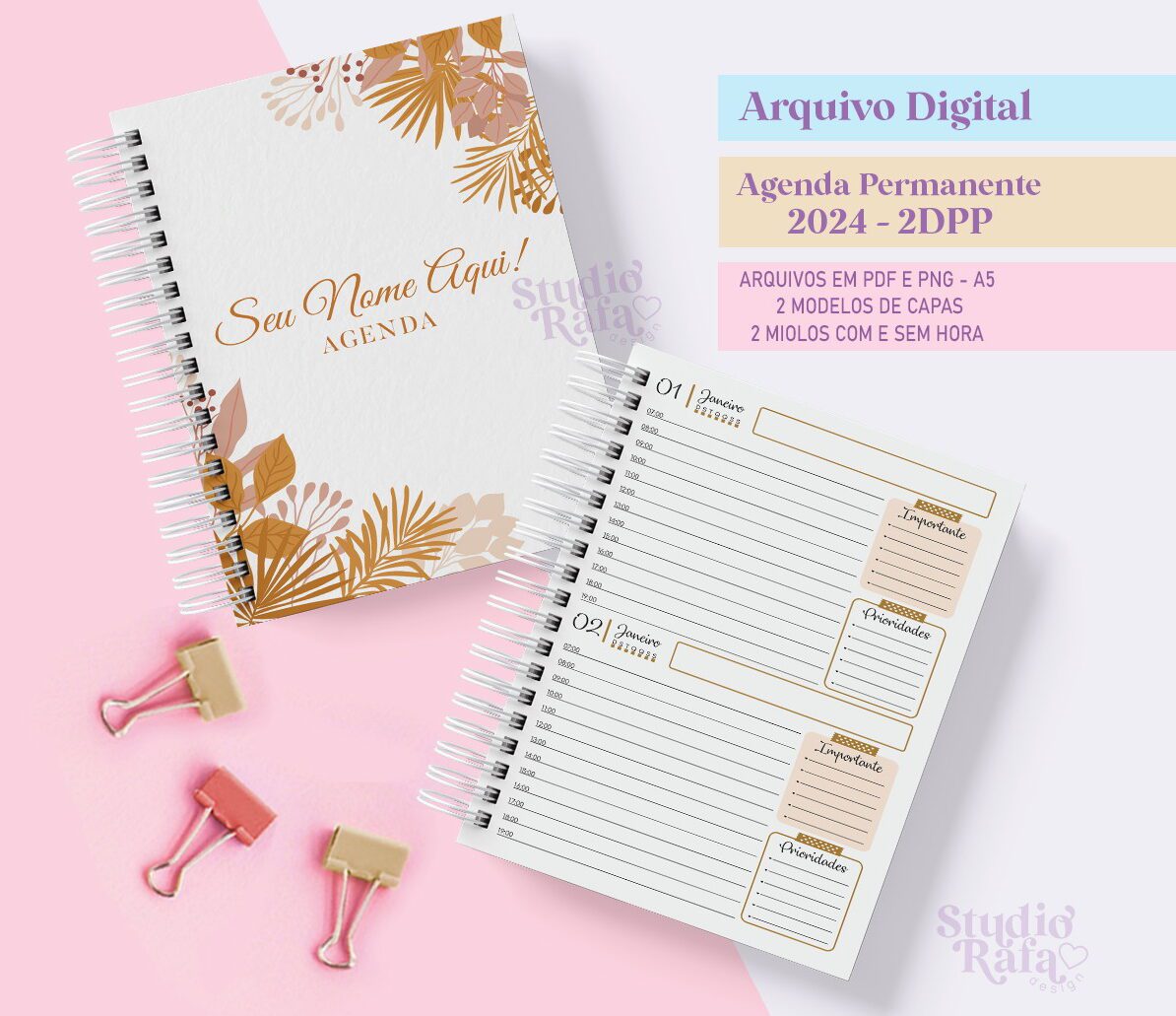 Agenda Permanente Boho 2024 (arquivo digital) - Drive da Cris