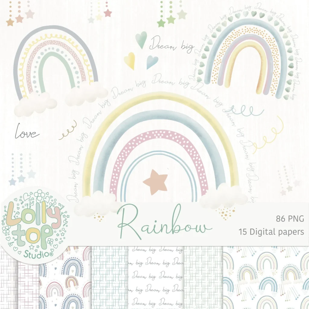 Arco-íris – Ilustrações e Papeis digitais - Drive da Cris