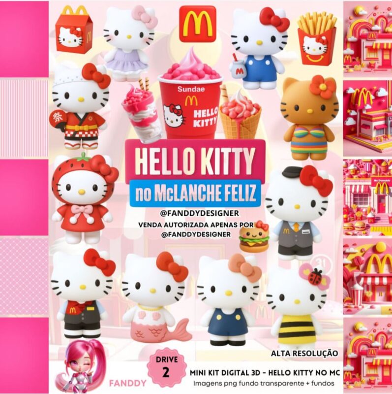Kit Digital HELLO KITTY NO MC LANCHE FELIZ - Drive da Cris