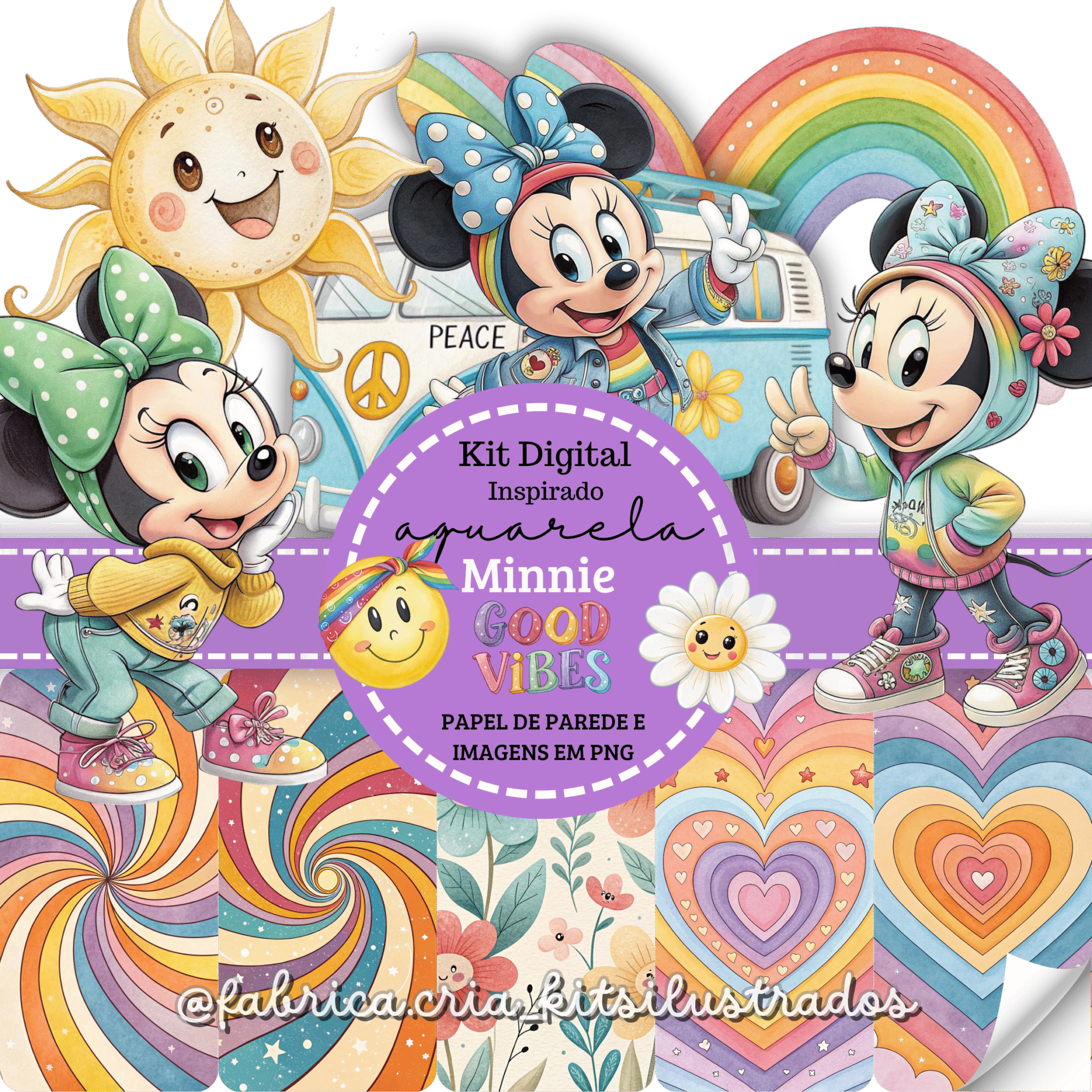 Kit Digital Minnie Good Vibes - Drive da Cris