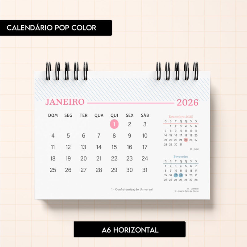 Arquivo digital – Calendário Pop Color 2026 - Drive da Cris
