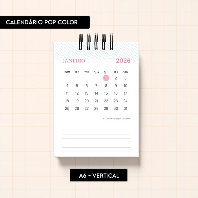 Arquivo digital – Calendário Pop Color 2026 - Drive da Cris