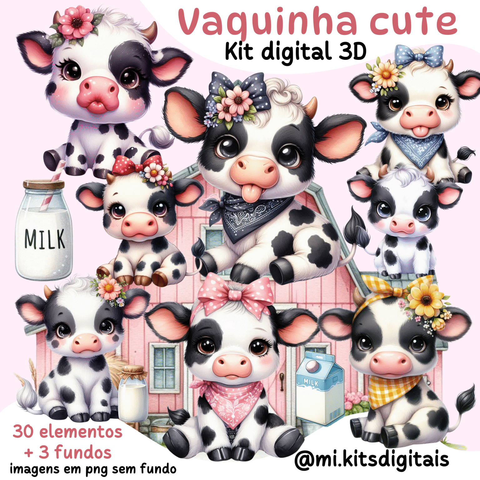 KIT DIGITAL Vaquinha Cute - Drive da Cris