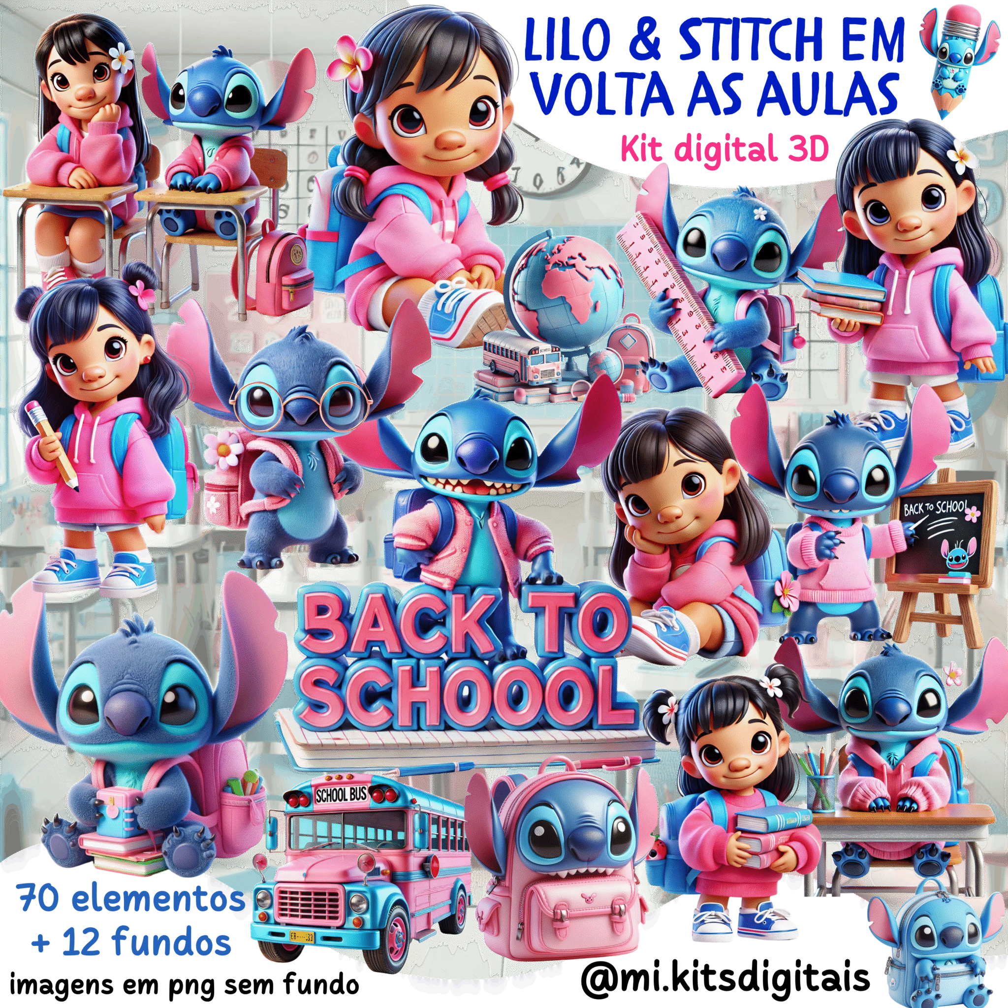 KIT DIGITAL Lilo & Stitch em volta as aulas - Drive da Cris