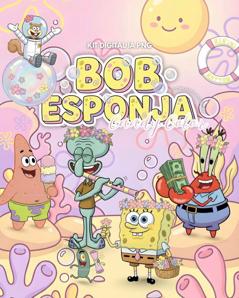 KIT DIGITAL BOB ESPONJA CANDY COLOR - Drive da Cris