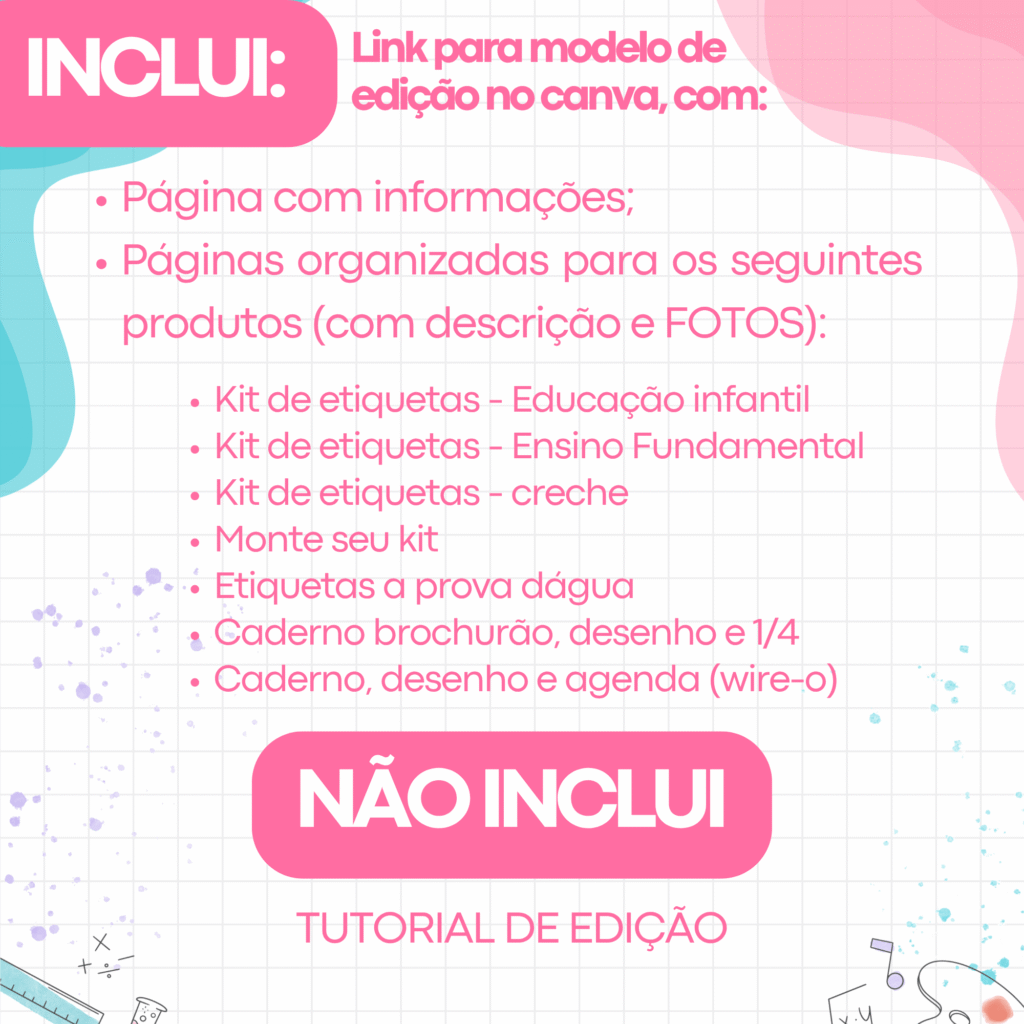 Catálogo Volta às Aulas Editável - Drive da Cris